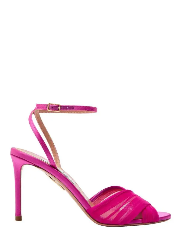 AQUAZZURA Voile 85 Cross-over Satin Sandals - Pink