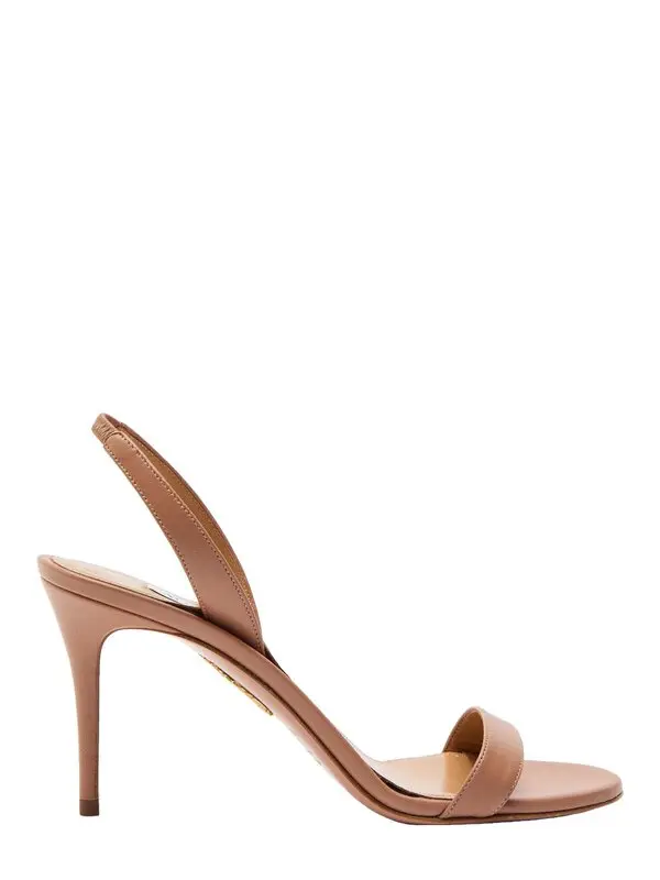 AQUAZZURA So 85 Leather Slingback Sandals - Nude
