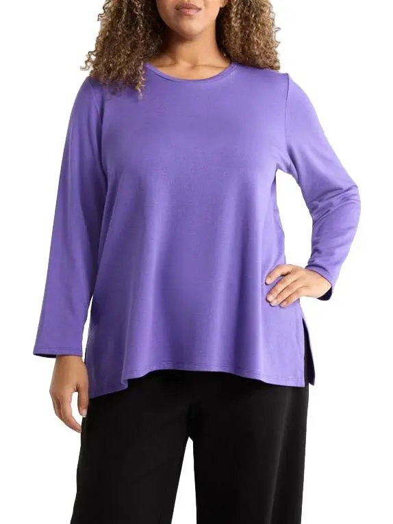 Eileen Fisher Crewneck Terry Tunic Top - Ultraviolet