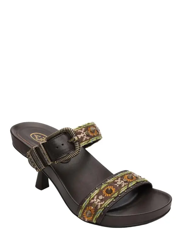 Ash Joey Embroidered Buckle Slide Sandal - Africa