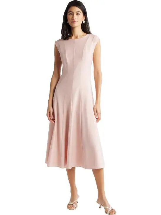 Nordstrom Seamed Wool Blend Midi Dress - Pink Smoke