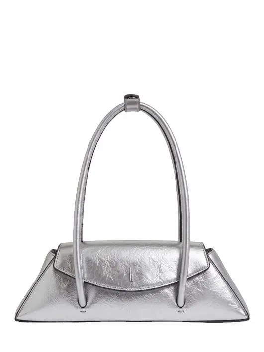 BEHNO Diana Leather Shoulder Bag - Silver