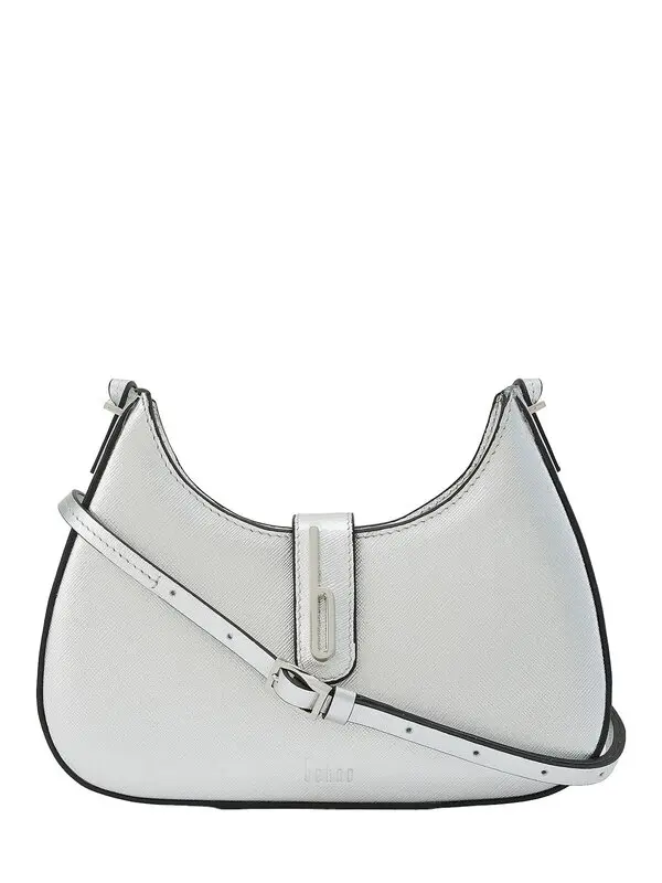 BEHNO Mini Leena Metallic Leather Crossbody Bag - Silver