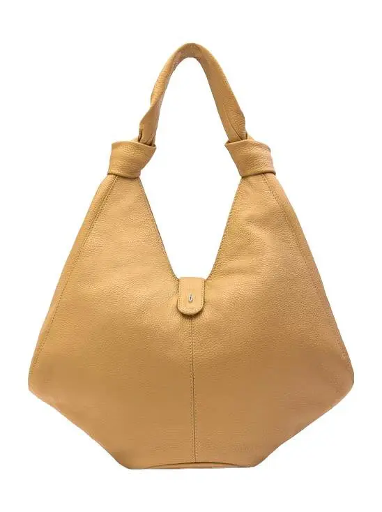 BEHNO Large Nelli Pebble Leather Hobo Bag - Bisque