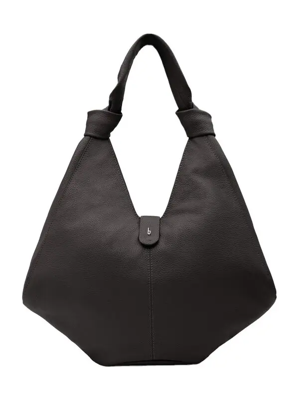 BEHNO Large Nelli Pebble Leather Hobo Bag - Black