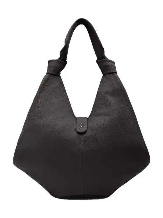 BEHNO Large Nelli Pebble Leather Hobo Bag - Black