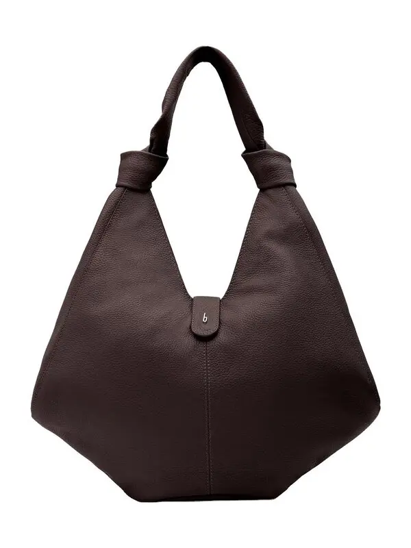 BEHNO Large Nelli Pebble Leather Hobo Bag - Cacao