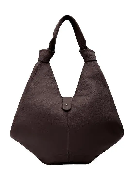 BEHNO Large Nelli Pebble Leather Hobo Bag - Cacao