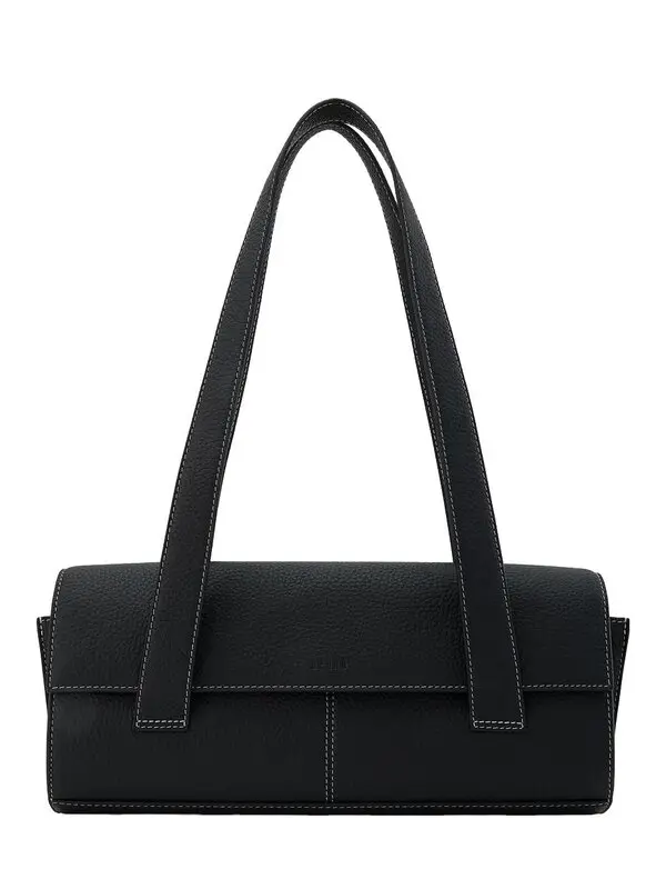 BEHNO Michelle Pebble Leather Shoulder Bag - Black