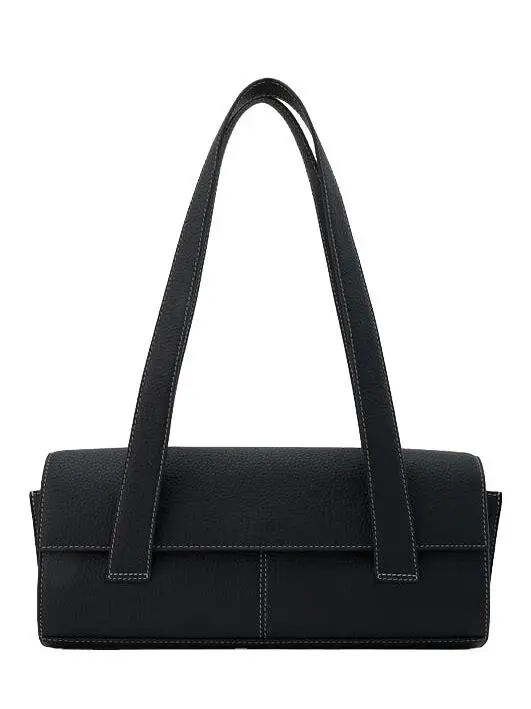 BEHNO Michelle Pebble Leather Shoulder Bag - Black