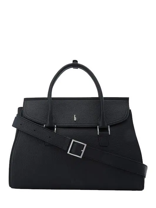 BEHNO Large Coco Pebble Leather Satchel - Black