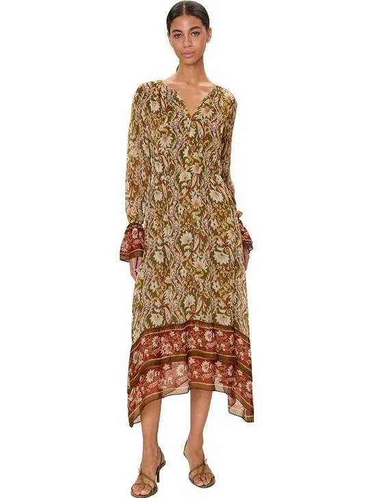 Rebecca Taylor Isha Long Sleeve Dress - Pesto Combo