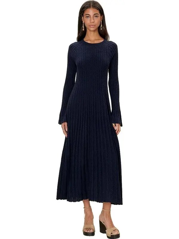 Rebecca Taylor Ella Sweater Midi Dress - Navy