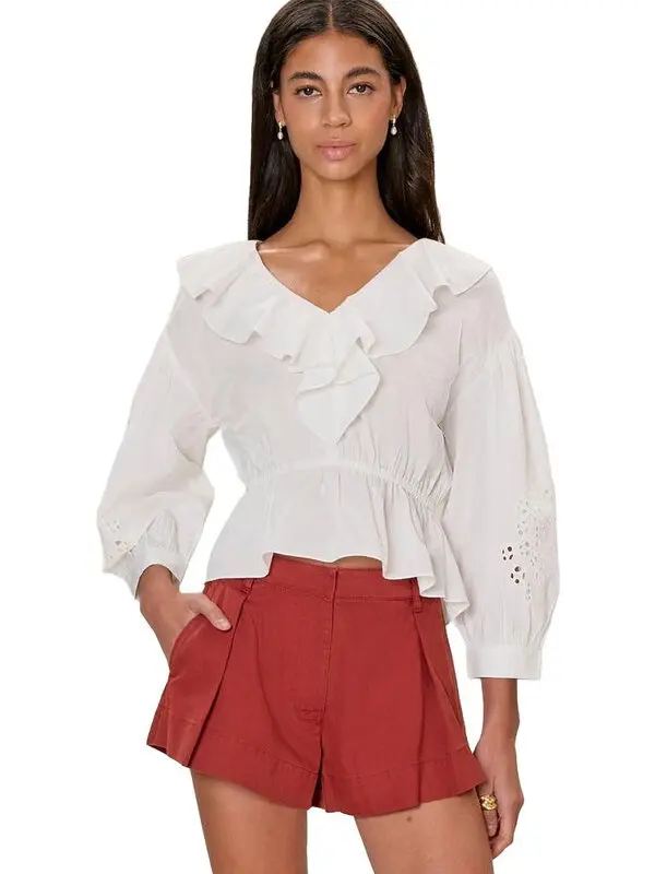 Rebecca Taylor Lorelai Embroidered Blouse - Ivory