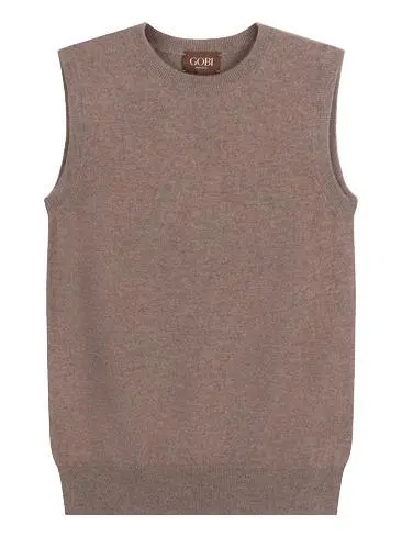 Gobi Cashmere Timeless Crewneck Vest - Taupe