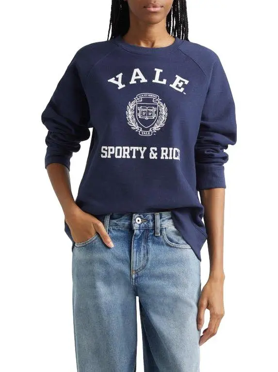 SPORTY & RICH Veritas Crewneck Sweatshirt - Dark Navy