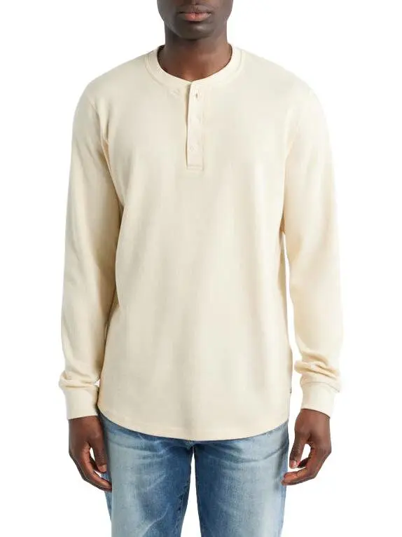 James Campbell Calico Waffle Stitch Henley - Ivory