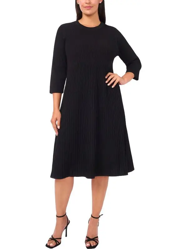 Halogen Ribbed Fit & Flare Sweater Dress - Rich Black