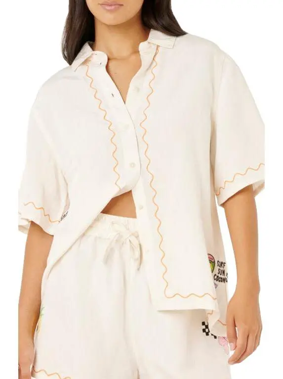 Rip Curl Embroidered Linen Blend Shirt - Shell