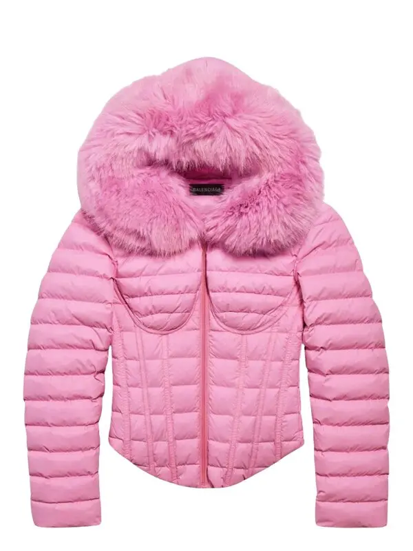 Balenciaga Hooded Puffer Jacket - Pink