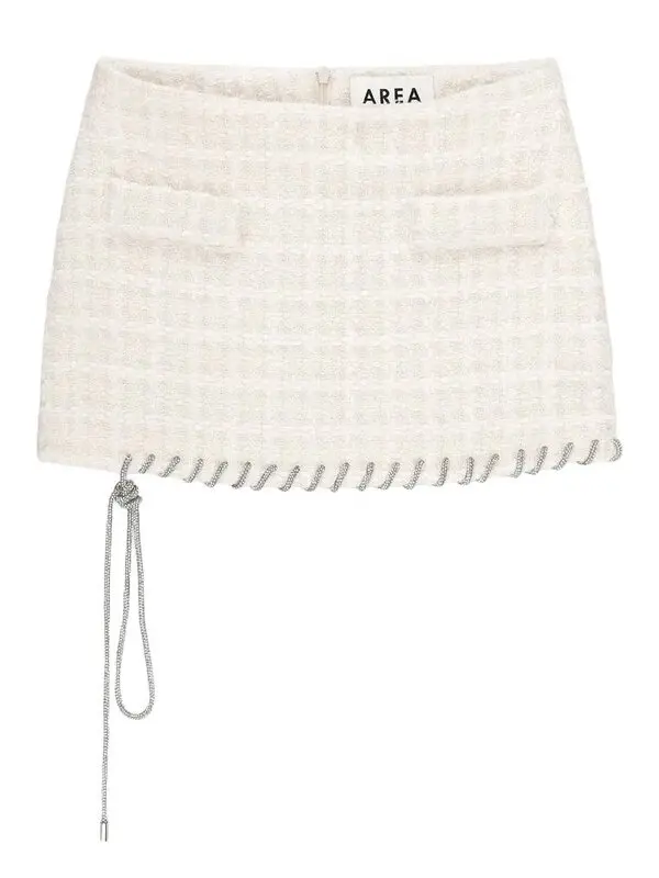 AREA Tweed Mini Skirt - White