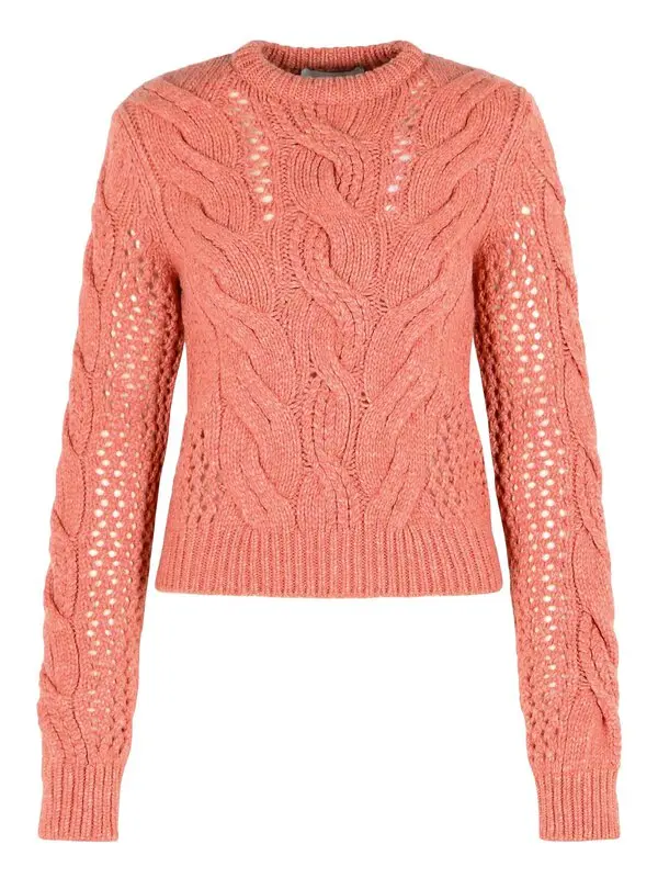Sportmax Crewneck Sweater With Wool Blend Braids - Pink