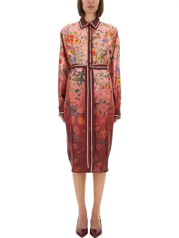 Gucci Printed Chemisier Dress - Pink