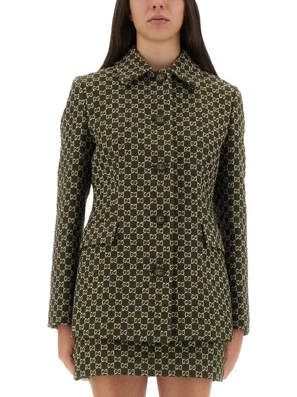 Gucci Gg Bouclé Cotton Jacket - Green