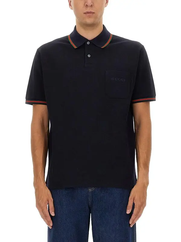 Gucci Embroidered Polo Shirt - Blue