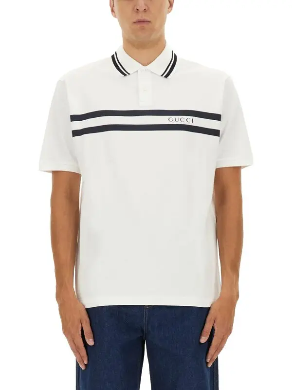 Gucci Cotton Pique Polo Shirt - White