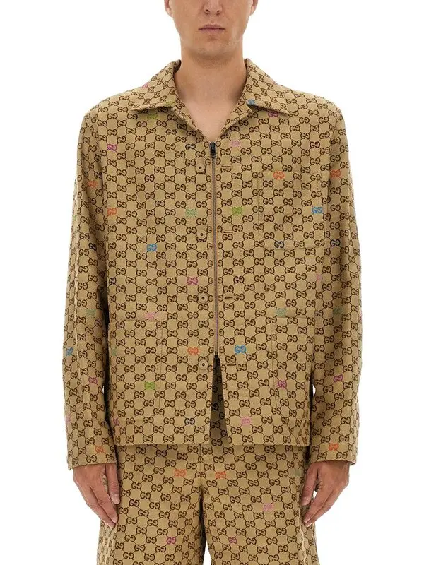 Gucci Fabric Jacket Gg - Beige