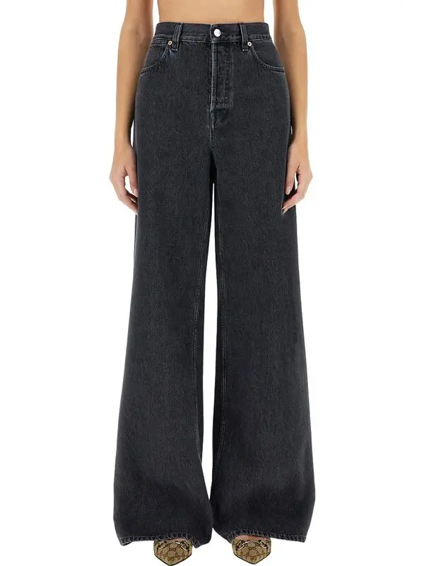 Gucci Wide Leg Denim Pants - Charcoal