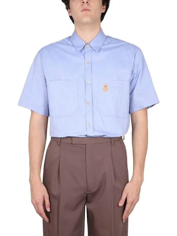 Gucci Shirt With Bear On Pocket - Baby Blue