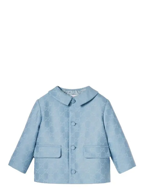 Gucci Wool Jacket With Embroidered Logo - Azure