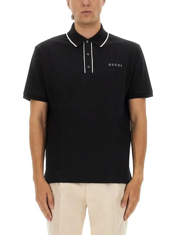 Gucci Cotton Pique Polo - Black