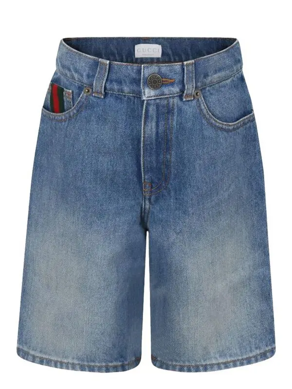 Gucci Shorts With Web Ribbon - Denim