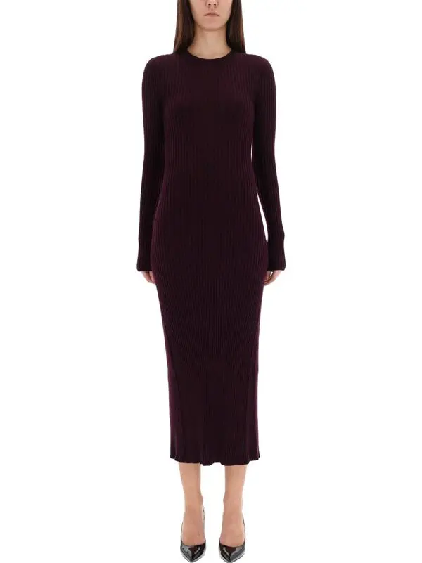 Helmut Lang Slim Fit Wool Dress - Purple