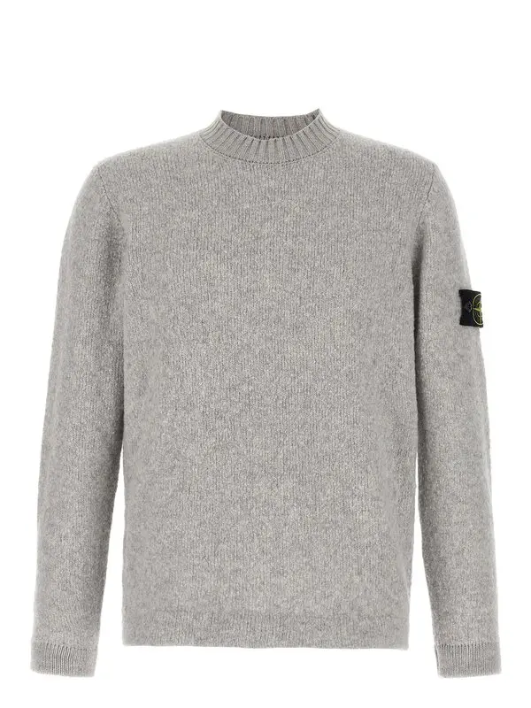 Stone Island Bouclé Wool Blend Sweater - Gray