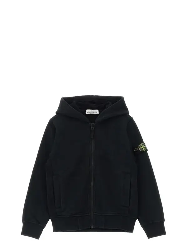 Stone Island Hooded Cotton Sweatshirt - Black