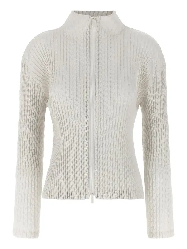 Issey Miyake Sleek Pleats Cardigan - White
