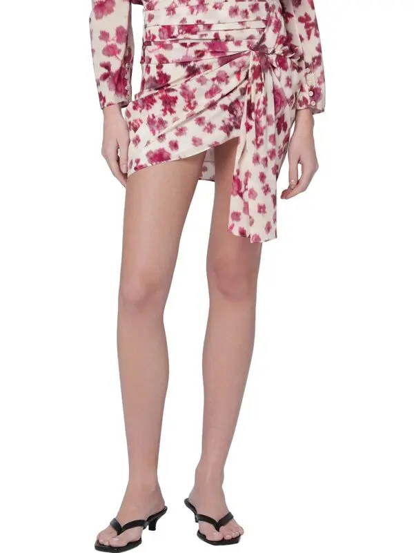 Isabel Marant Printed Stretch-silk Mini Skirt - Pink