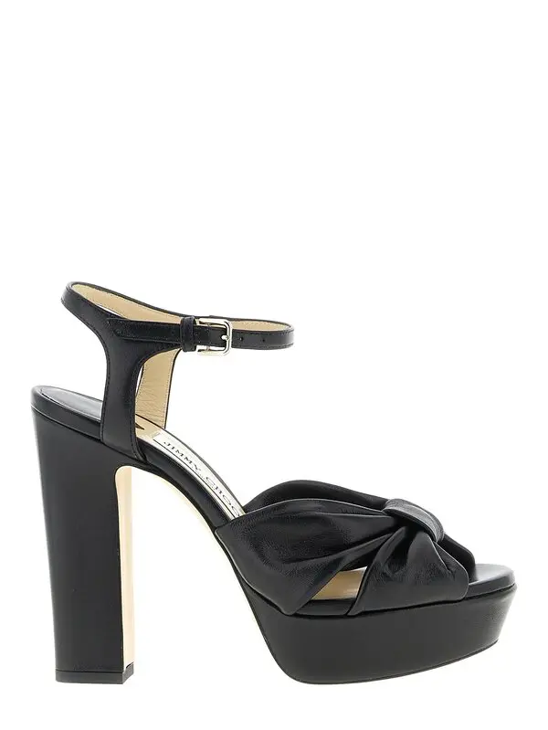JIMMY CHOO Heloise Nappa Platform Sandals - Black