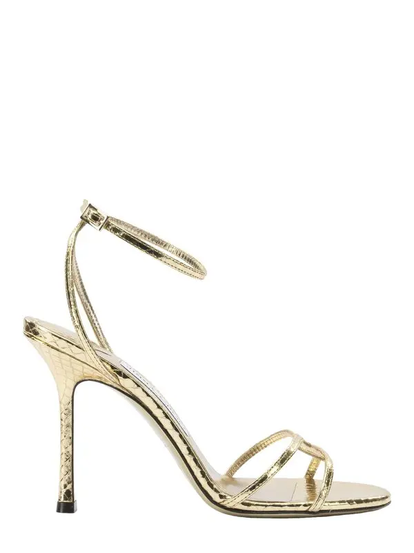 JIMMY CHOO Leo 100mm Heeled Sandals - Gold