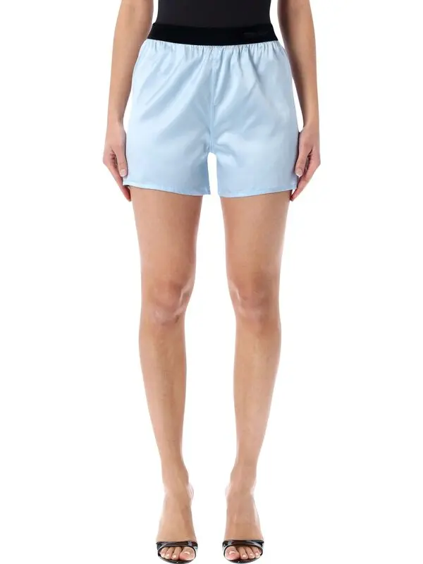 TOM FORD Stretch Silk Satin Pj Shorts - Frost Light Blue