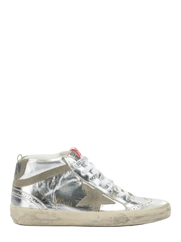 GOLDEN GOOSE Mid Star Sneakers - Silver