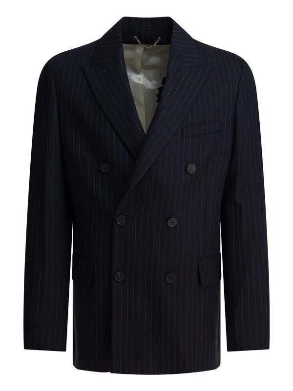 GOLDEN GOOSE Double-breasted Wool Blazer - Blue