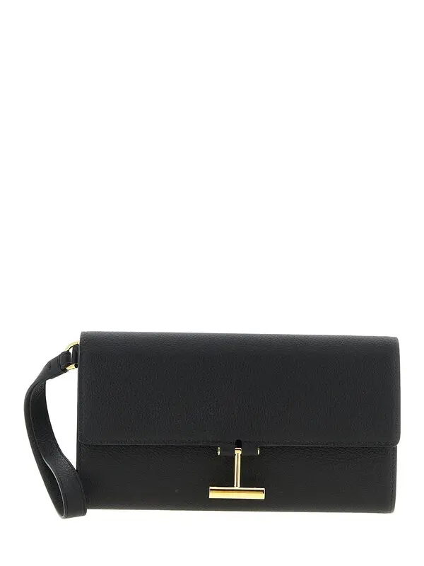 TOM FORD Hammered Leather Clutch - Black