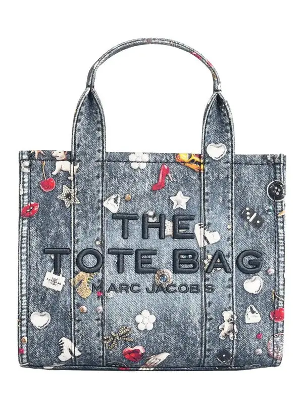 Marc Jacobs Small Tote L'oeil Trinket Canvas Denim Bag - Blue