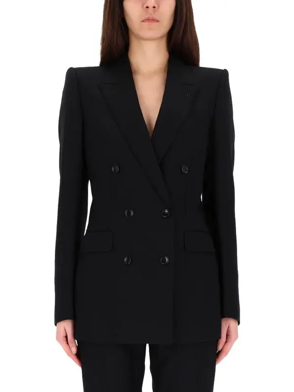 TOM FORD Double-breasted Virgin Wool Jacket - Black