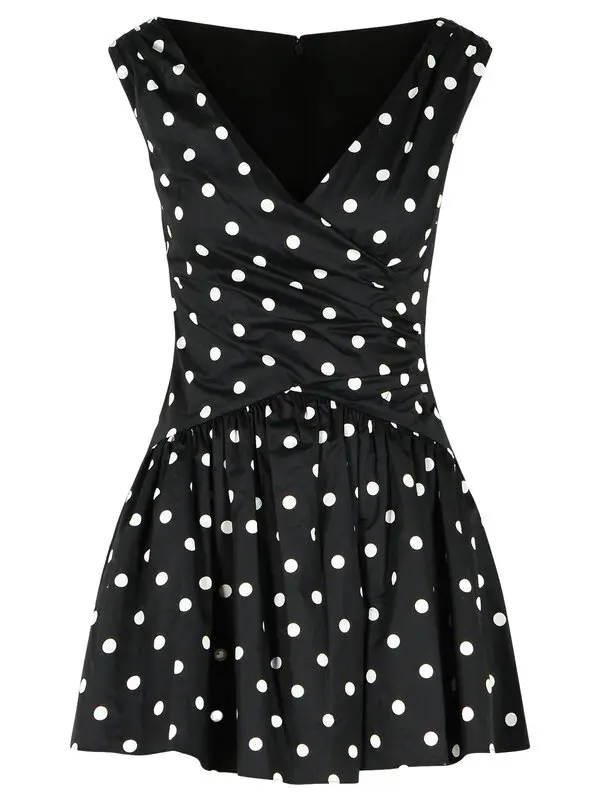 SELF-PORTRAIT Polka Dot Cotton Dress - Black